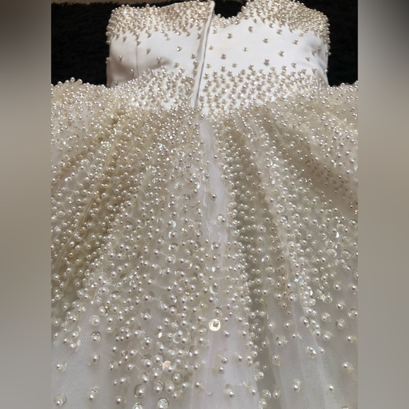 Oleg Cassini | Dresses | Oleg Cassini Strapless Beadedpearl W Crystal Sequin Wedding Ball Gown ...